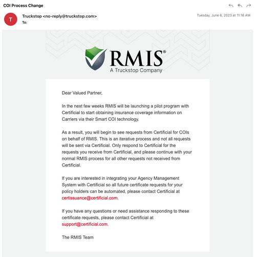 Certificial | RMIS / Truckstop